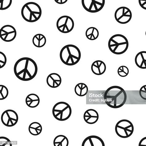 Peace Seamless Pattern Icons On White Background Stock Illustration