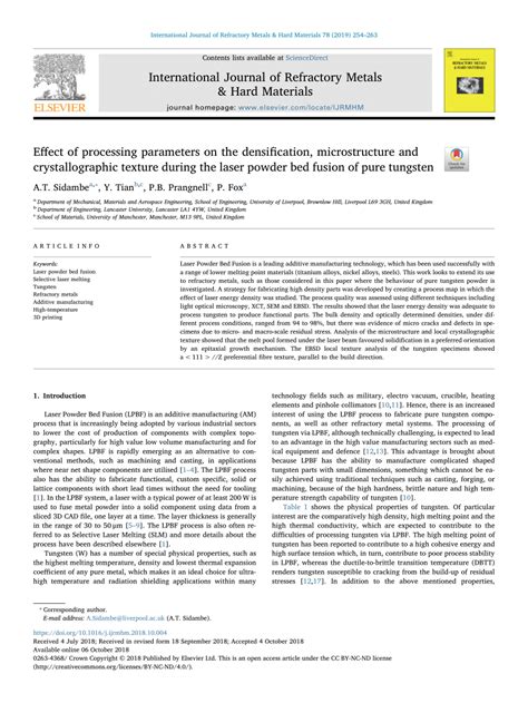 Pdf Effect Of Processing Parameters On The Densification