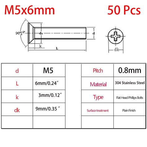 Dimensiones Del Tornillo De Cabeza Plana