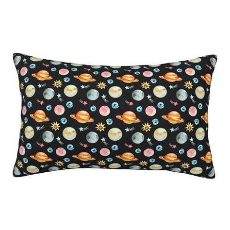 Lsque Watercolor Space Planets Pattern Pillow Case Soft And Cozy Throw