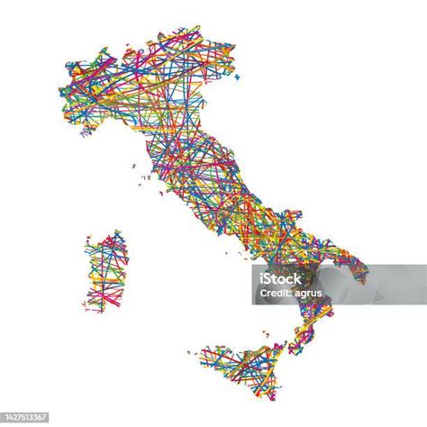 이탈리아의 여러 가지 색상의 추상 줄무늬지도의 벡터 일러스트 레이 션 0명에 대한 스톡 벡터 아트 및 기타 이미지 0명
