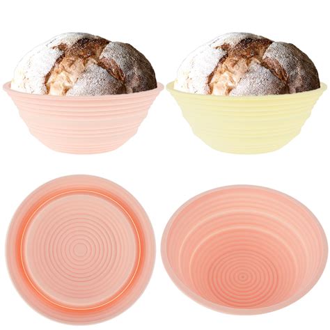 2pcs Bread Proofing Basket Silicone Collapsible Sourdough Bread Baking Supplies