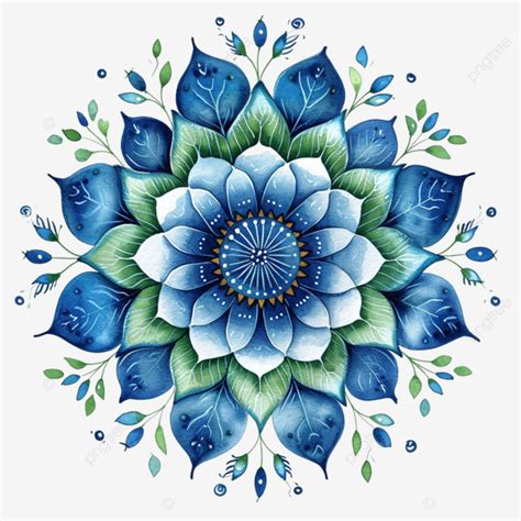 El Mandala De Flores Azul Verde Png Dibujos Mandala Azul Mandala