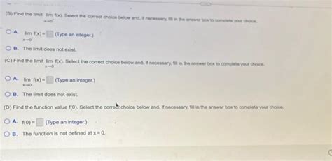 Solved A Limx→0−fx Type An Integer B The Limit Does