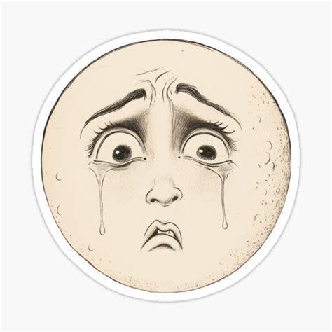 Vintage Crying Moon Face Sticker For Sale By Roseofthewild In 2025