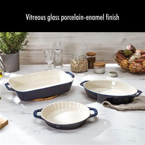 Staub Ceramic Baking Dish Set 3pc Dark Blue For Sale Online Ebay