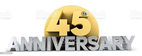 흰색 배경에 고립 된 황금색과 은색 색상의 45 주년 기념 축하 로고 45주년 기념 로고 3d 일러스트레이션 45에 대한 스톡 사진 및 기타 이미지 Istock