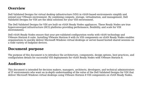 Solution Introduction Dell Validated Designs For Vdi—designs For