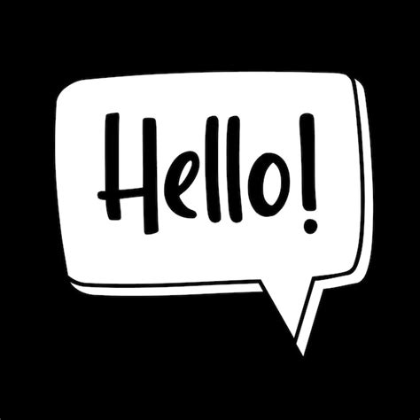 Premium Vector | HELLO SPEECH BUBBLE CARTOON STYLE BLACK AND WHITE