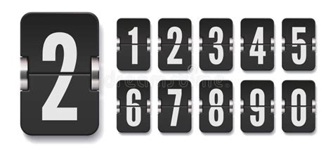 Set Of Flip Score Board Numbers With Shadows For Countdown Timer Or Calendar Vector Template