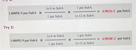 solved 1 0009e−9μm suba ×1μmsuba1e−6 msuba×1e−12