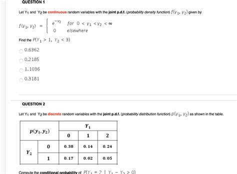 Solved Question 1 Let Y1 And Y2 Be Continuous Random