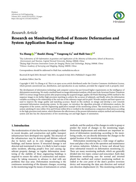 Pdf Research On Monitoring Method Of Remote Deformation And System