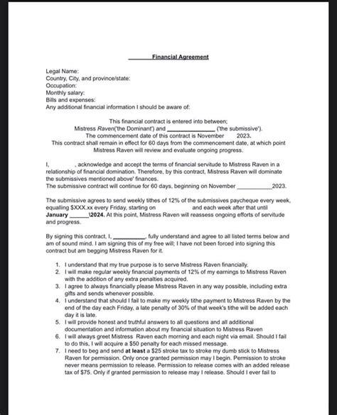 Blank Template Of My Debt Contract R Findom