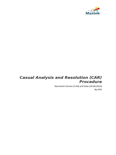 Causal Analysis And Resolution Process Pdf Methodology Scientific Method