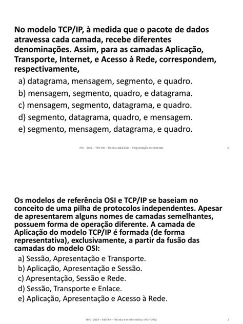 Redestcp Ip Questõesdeconcurso Introduçaoàpilhadeprotocolos