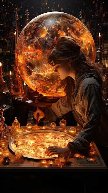 A Girl Playing A Game Of Chess With A Fireball In The Background