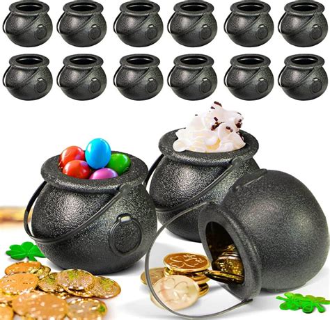 Black Mini Candy Cauldrons 12 Pcs Novelty Place