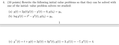 Points Rewrite The Following Initial Value Chegg Com