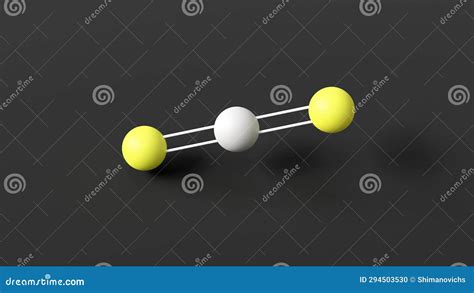 Carbon Disulfide Molecule 3d Rendering Flat Molecular Structure With Chemical Formula And Atoms