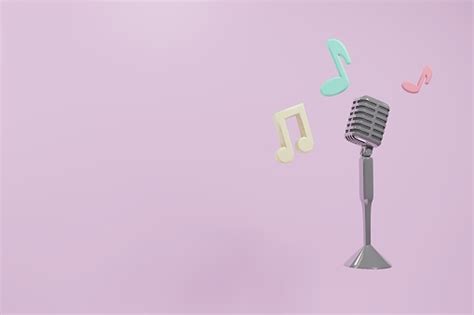 Microphone And Music Note On Pink Background Stock Illustration