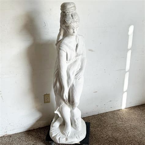 Cast Cement Garden Statue Of Lady In Robe For Sale At 1stdibs
