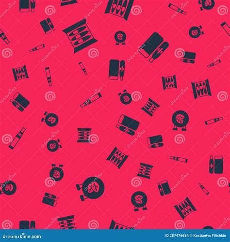 Set Tobacco Leaf Shop Cigar Electronic Cigarette And On Seamless Pattern Vector Stock Vector