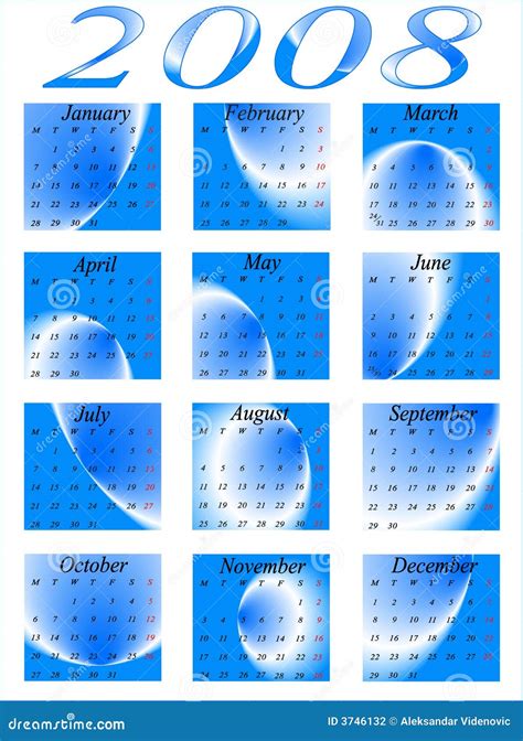 Calendar 2008 Stock Vector Illustration Of Calendar Curve 3746132