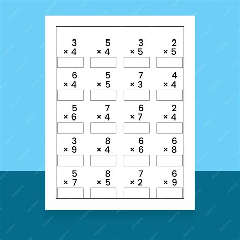 Hojas De Trabajo De Matemáticas De Multiplicación Para Niños Vector