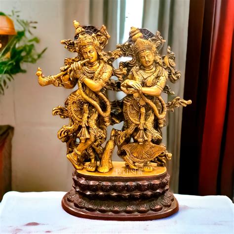 Pure Brass Radha Krishna Swing Idol 10 Height