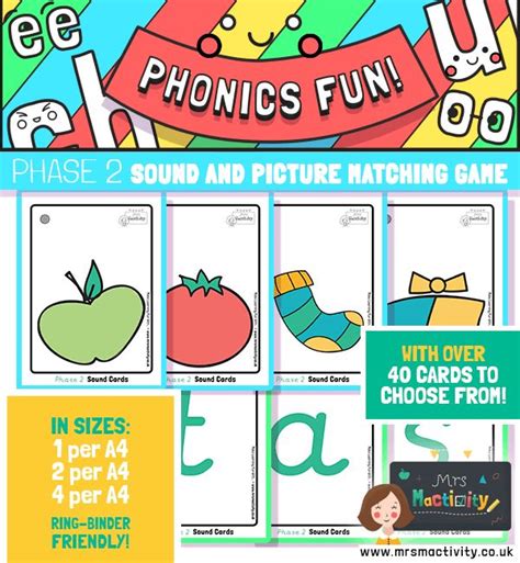 Phase 2 Matching Game Mrs Mactivity Phonics Flashcards Phase 2