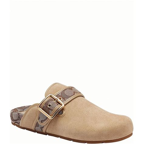 Coach Archival Suede And Signature Jacquard Buckle Hardware Clogs Size