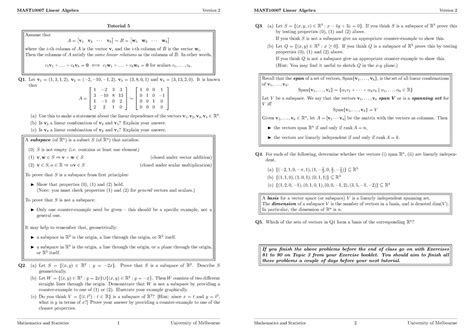 tutorial work week 5 7 questions linear algebra version 2 assume