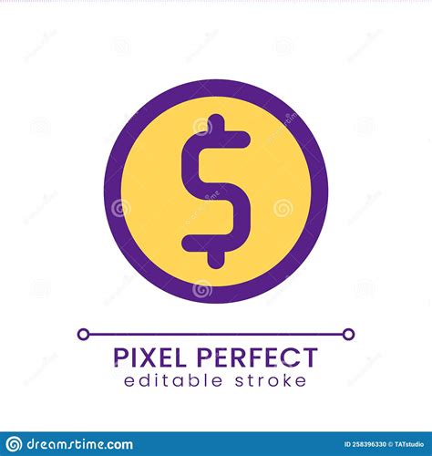 Coin Pixel Perfect Rgb Color Ui Icon Stock Vector Illustration Of Icon Stroke 258396330