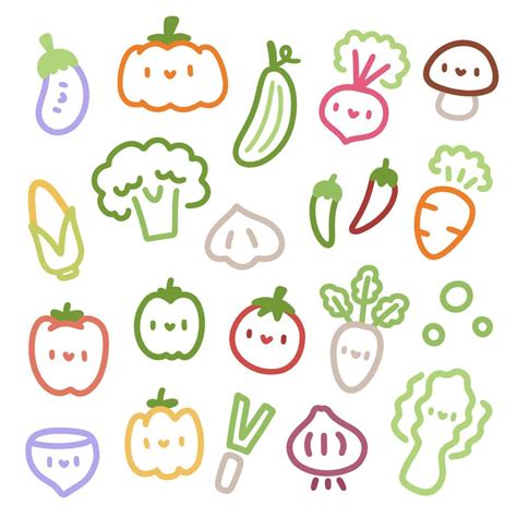 Kawaii Vegetable Illustrations Cute And Playful Designs Adorable Hand