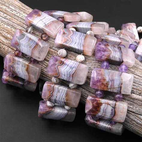 Rare Natural Rainbow Amethyst Rectangle Tile Double Drilled Bracelet