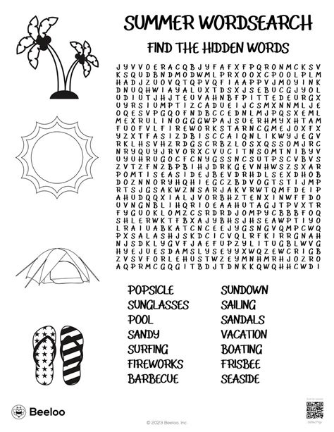 Summer Themed Word Searches • Beeloo Printable Crafts And Activities