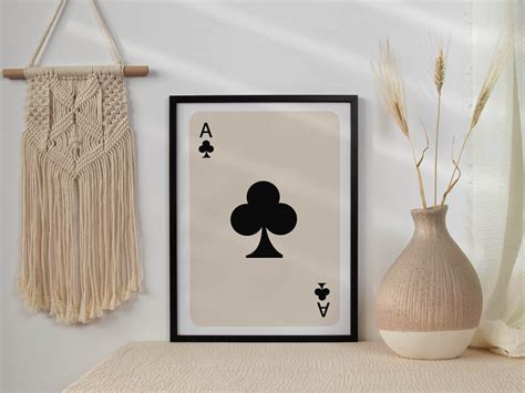 Set Of 4 Ace Card Black Playing Card Poster Trendy Wall Art Colorful Ace Card Wall Art Fun