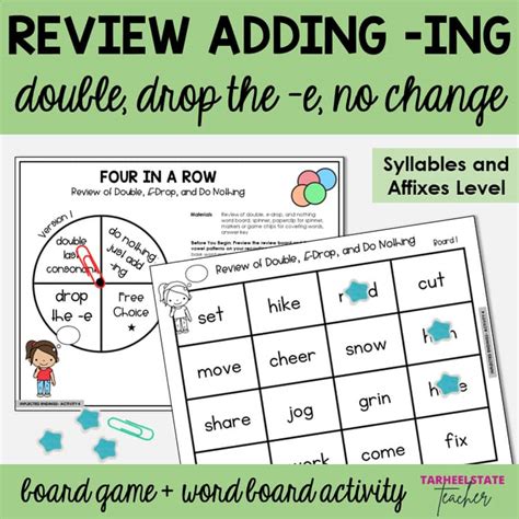 Drop The E Add Ing And Double Spelling Rule W Ing 1 1 1 Doubling Rule Activities