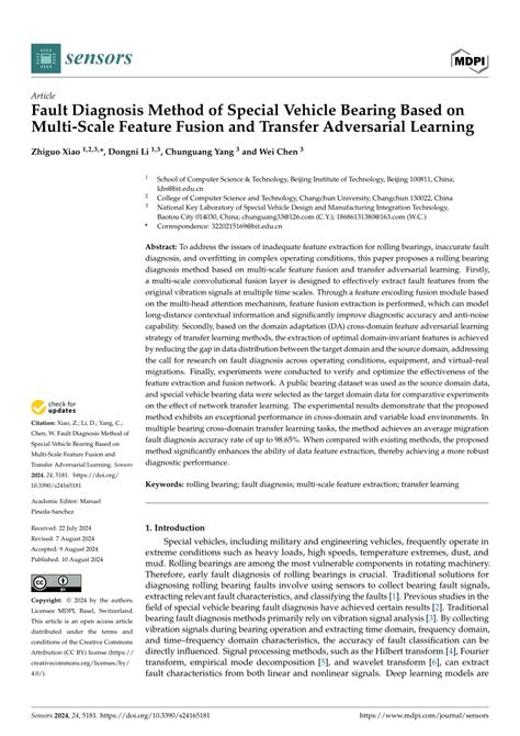 Pdf Fault Diagnosis Method Of Special Vehicle Bearing Based On Multi Scale Feature Fusion And