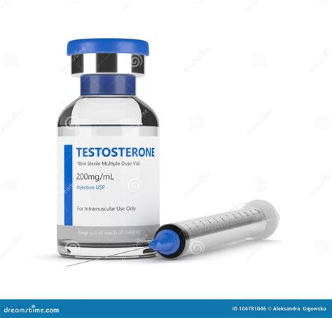 3d Render Of Testosterone Injection Vial And Syringe Stock Illustration