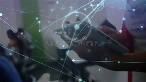 Animation Of Network Of Connections With Data Processing Over School