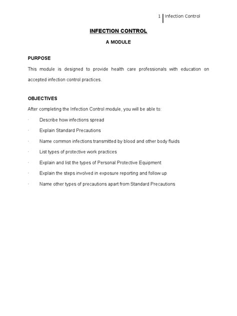 Infection Control Module Pdf Transmission Medicine Infection Control