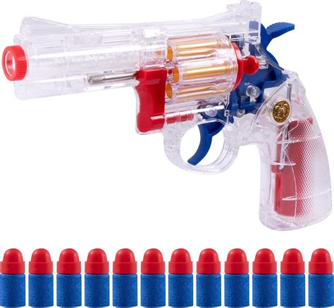 Fesvasdee Clear Housing Toy Revolver Foam Blaster With