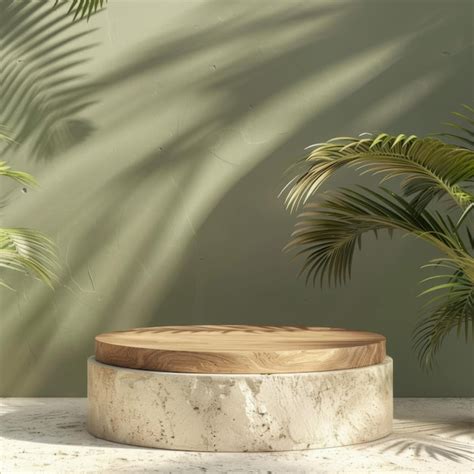 Circular Grass Patch On Stone Platform Against A Wall Premium Ai Generated Image