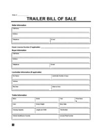 Free Trailer Bill Of Sale Form Pdf And Word