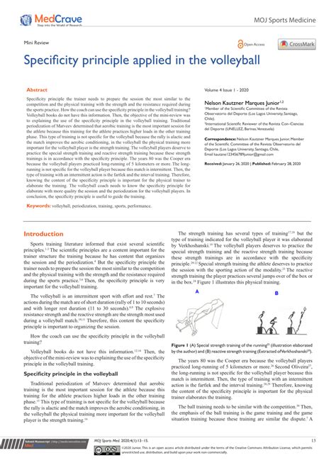 Pdf Specificity Principle Applied In The Volleyball