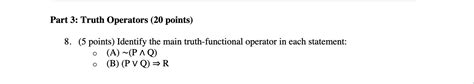 Solved Part 3 Truth Operatorsidentify The Main