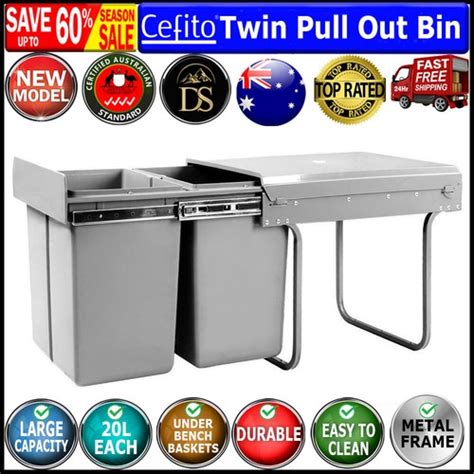 Cefito Twin Pull Out Bin Kitchen Double Dual Slide Garbage Rubbish