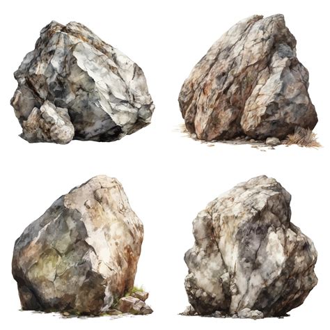 Premium Vector Set Of A High Detailed Watercolor Element Of Boulder